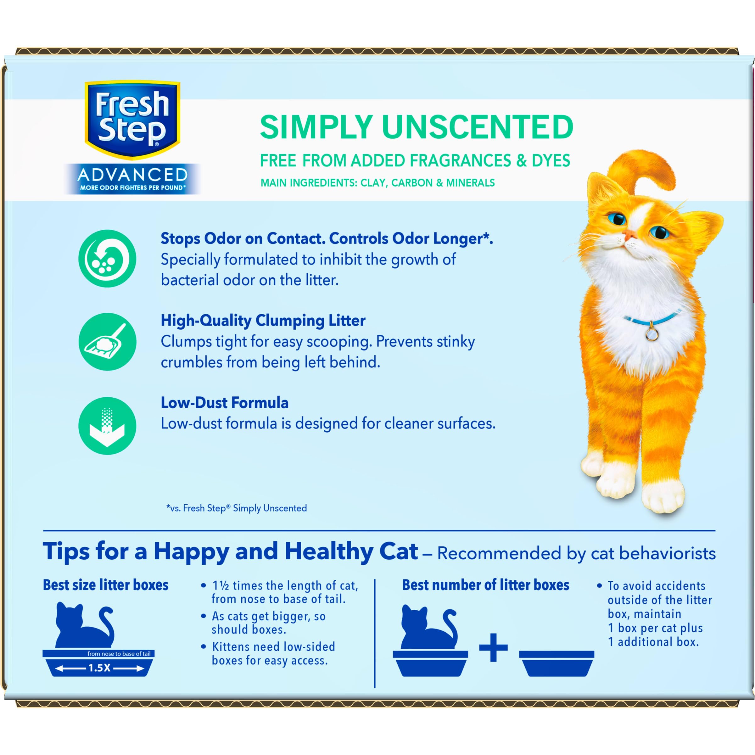 Fresh Step Clumping Cat Litter, Advanced, Simply Unscented, Extra Large, 37 Pounds total (2 Pack of 18.5lb Boxes) (Package May Vary)
