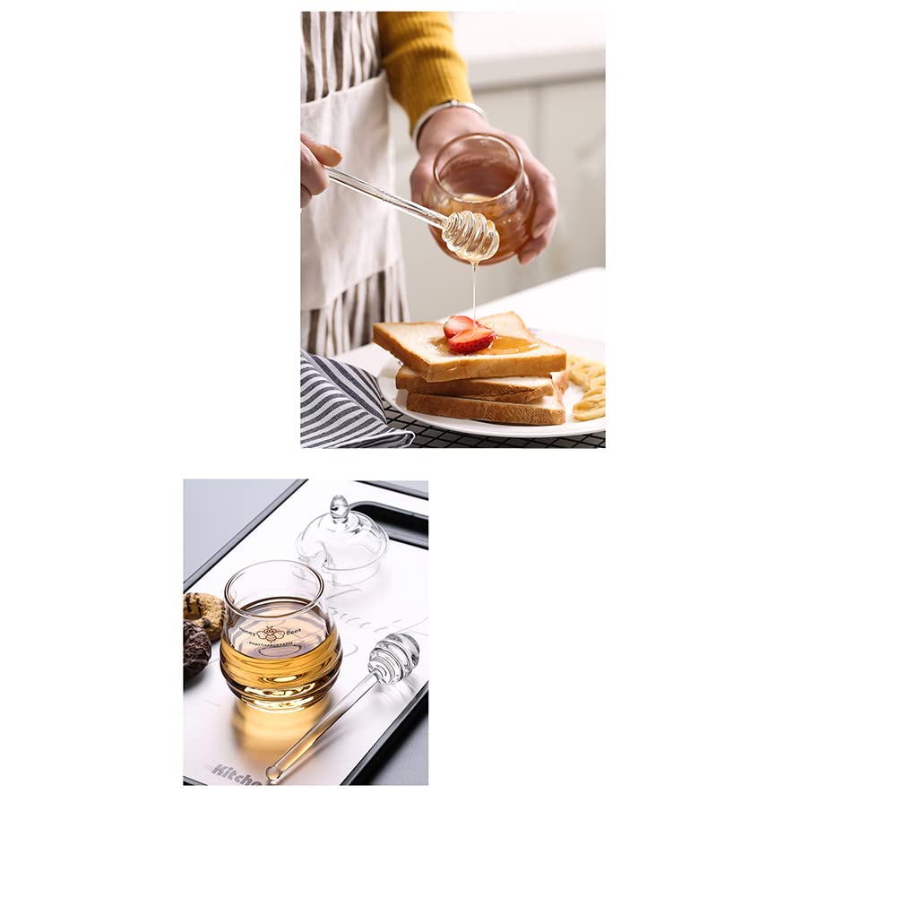 GSHLLO 2 Pcs Glass Honey Dippers Honey Stirring Sticks Mini Honeycomb Sticks Jam Syrup Stirring Wands Small Honey Stirrers Honey Drizzler Sticks Honey Jar Favors Honey Servers for Tea