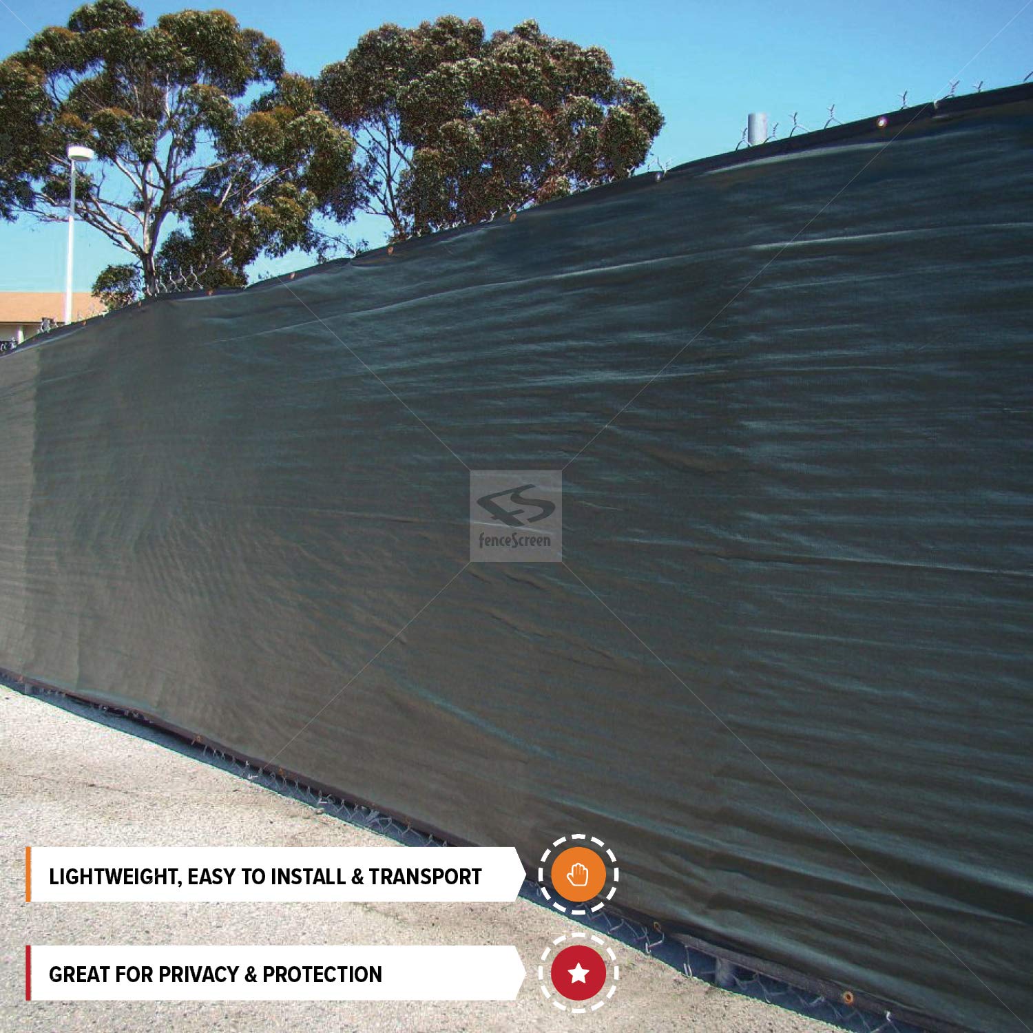 FenceScreen Fence Privacy Screen - Extreme 98% Blockage Temporary Windscreen Fence Cover (5ft x 50ft, Black)