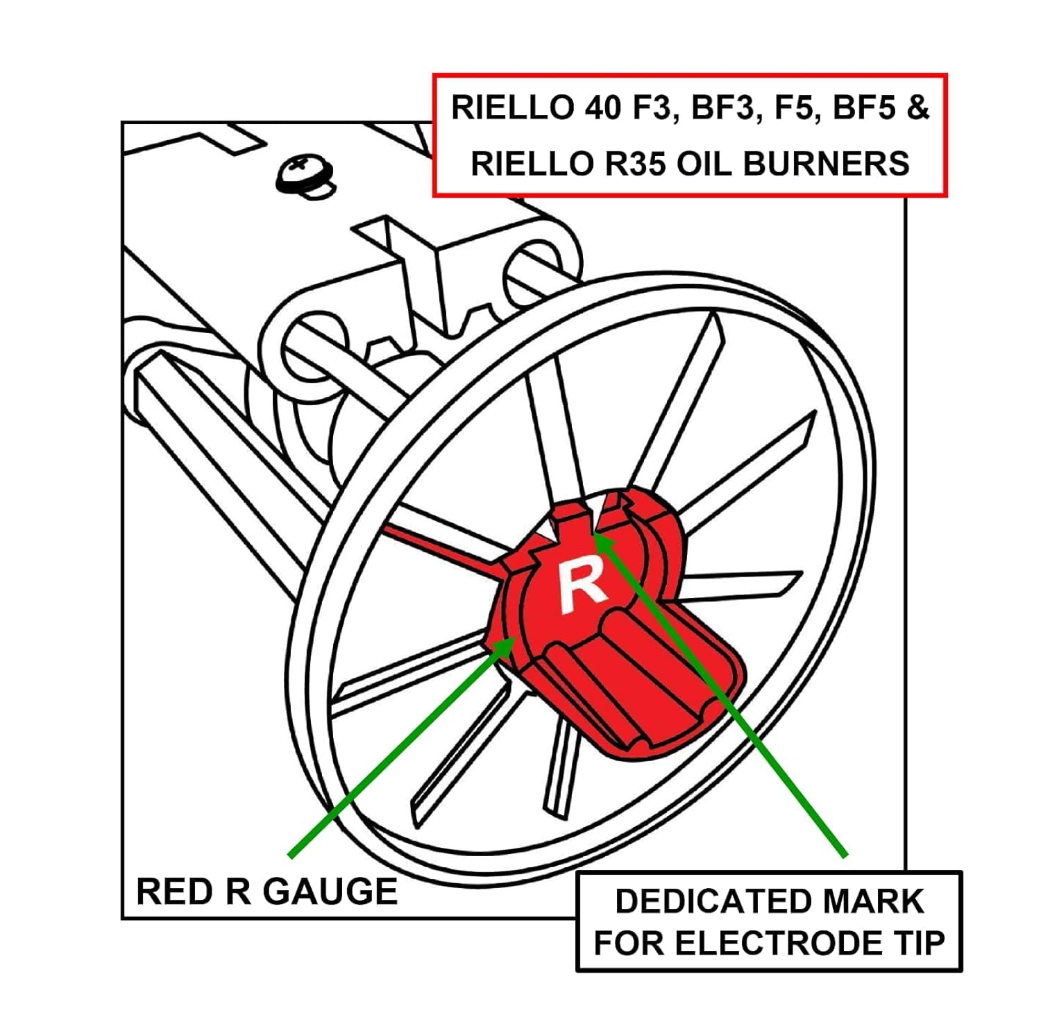 Red R Gauge Electrode Setting Gauge for Riello 40 F3, BF3, F5, BF5, and R35 Oil Burners