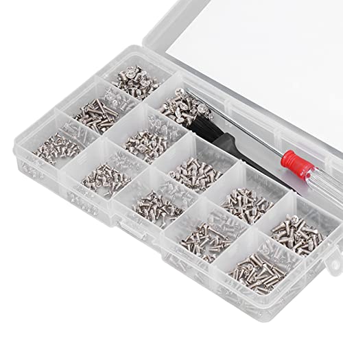 Oumefar Computer Screw Assortment, Computer Screws Kit Non Slide Flat Head for Laptop(Silver) Screws