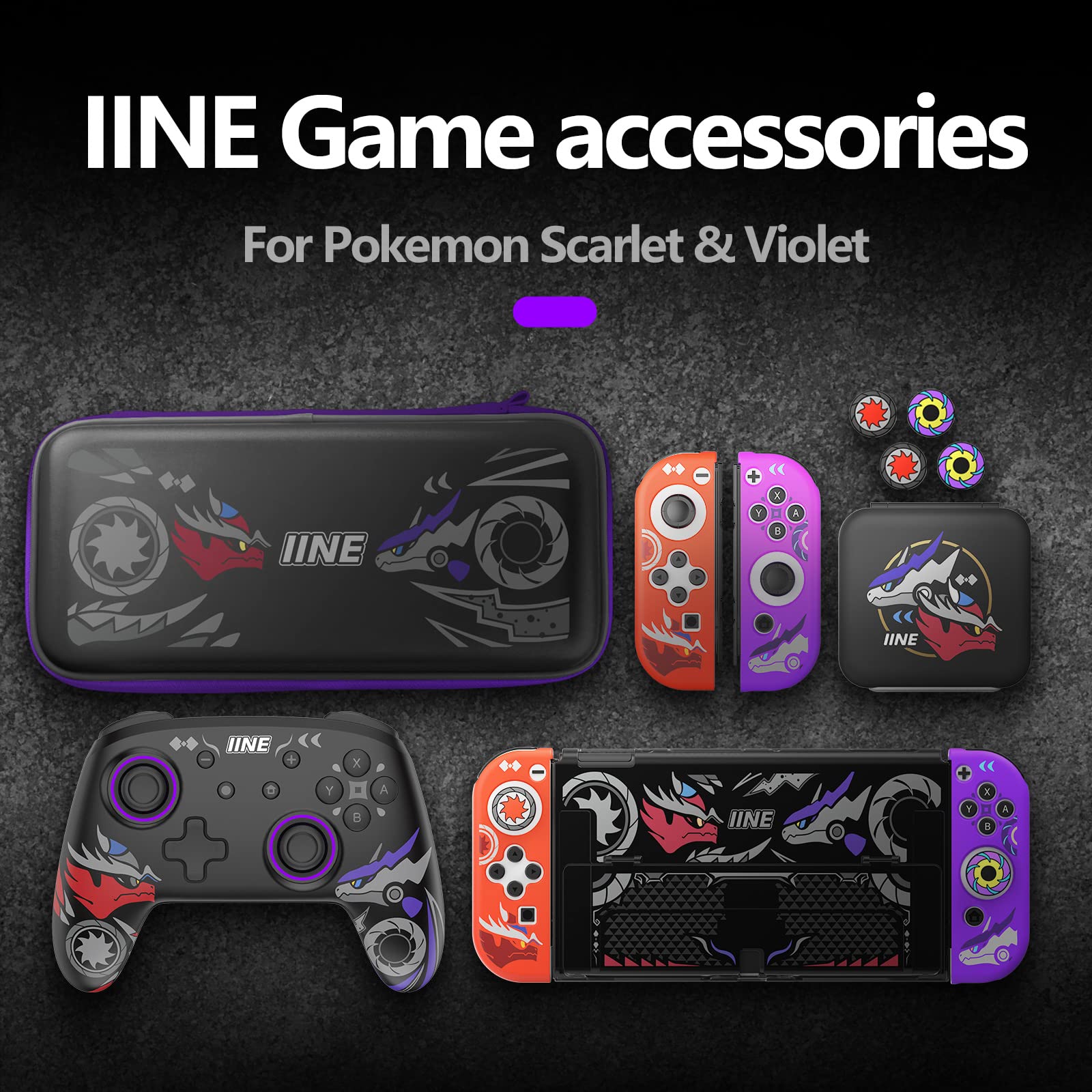 IINE Carrying Case for Nintendo Switch OLED,Can Storage 6 Game Cartridges Protective Hard Shell Traveling Case Travel for Switch,Black (Black)