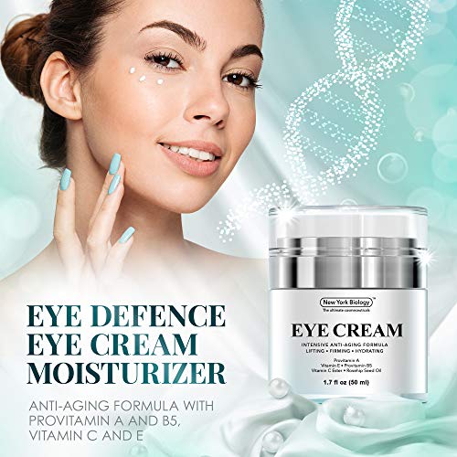 Eye Cream Moisturizer for Dark Circles, Fine Lines, Puffiness and Wrinkles Under the Eyes – Intensive Anti Aging Formula with Provitamin A and B5, Vitamin C and E – 1.7 fl oz (50ml)