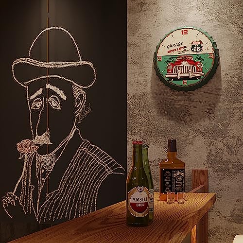 Vintage Lid Shape Wall Clock, 12-Inch Iron Wall Clock, Suitable for Office, Bar, Bedroom, Living Room (Blue)