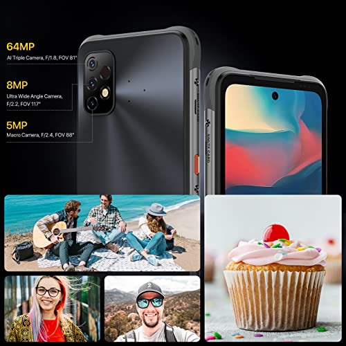 UMIDIGI Rugged Unlocked Smartphone, 6150mAh Battery, Bison GT2 8GB+128GB Android 12, 6.5"+FHD, G95 Octa-core, 64MP Triple Camera, NFC, 18W Fast Charge, IP68 & IP69K Waterproof Unlocked Cell Phone