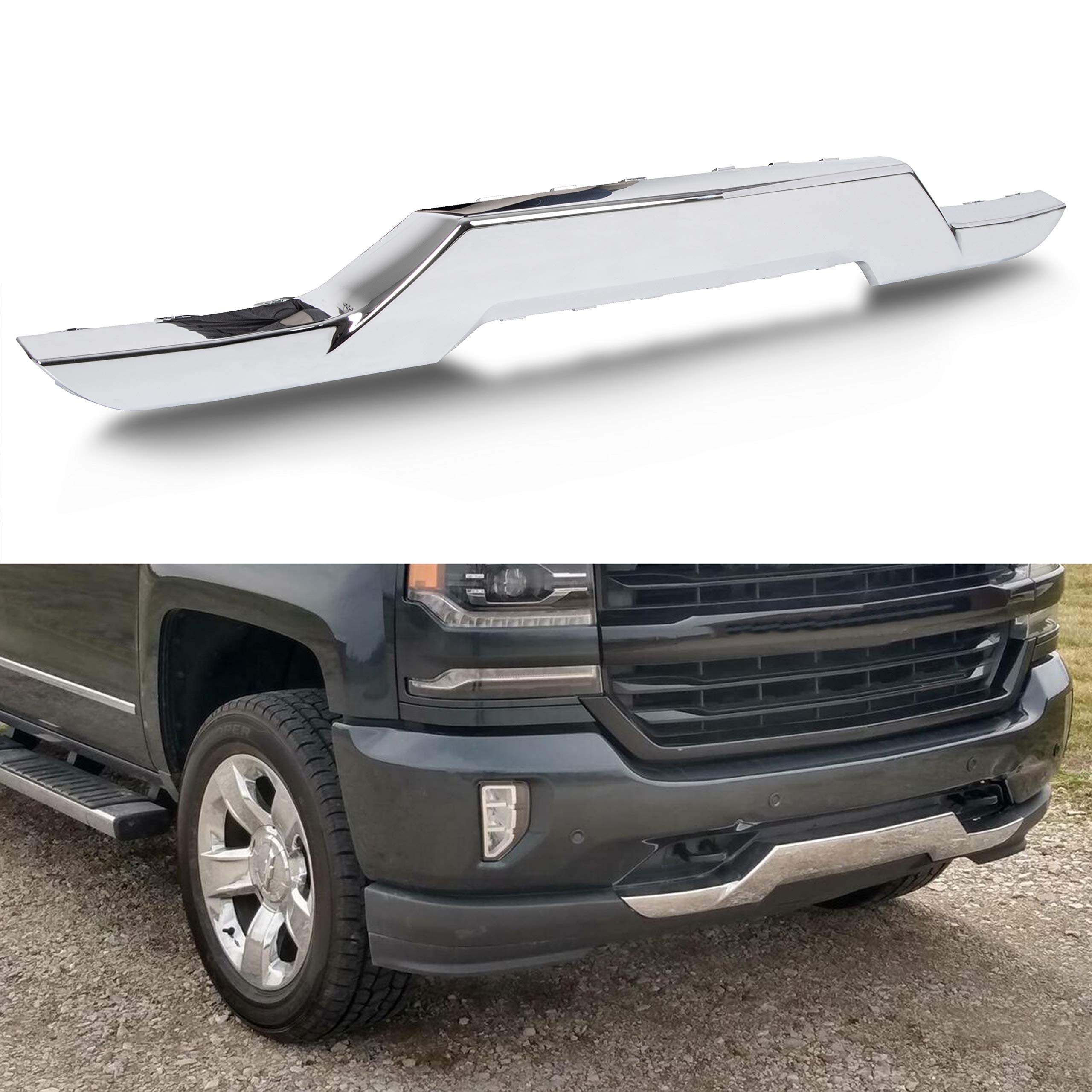 ECOTRIC Front Bumper Skid Plate Compatible with 2016-2019 Chevy Chevrolet Silverado Replacement For 23243083 GM1044128
