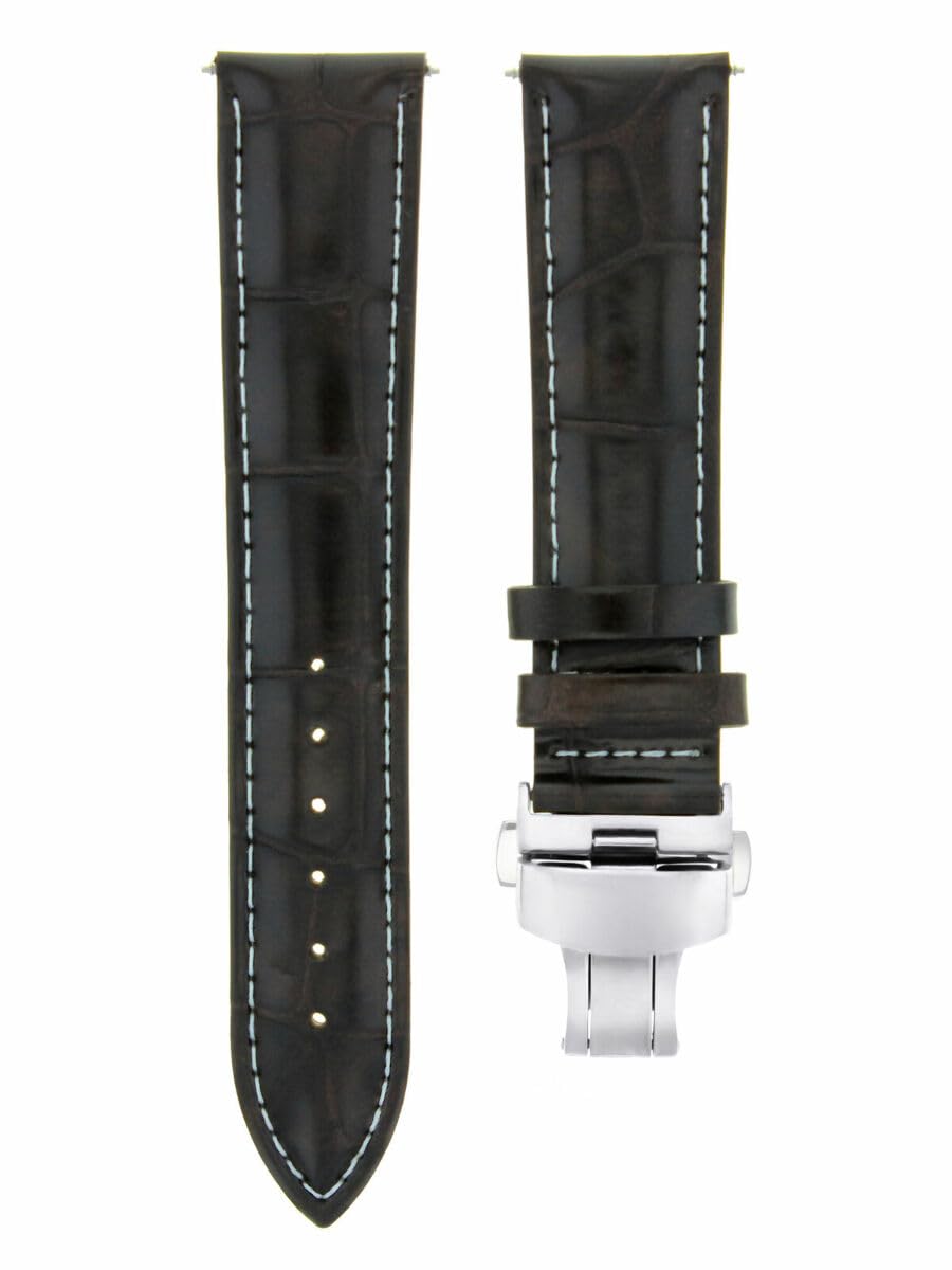 Ewatchparts 18MM LEATHER WATCH STRAP BAND COMPATIBLE WITH IWC PILOT PORTUGUES DEPLOY CLASP D/BROWN WS