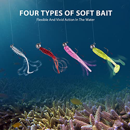 Goture 80PCS Crappies Lures Kit, 4 Types Crappie Lures Baits, Soft Plastic Fishing Lures for Crappie, Panfish, Bluegill, Trout