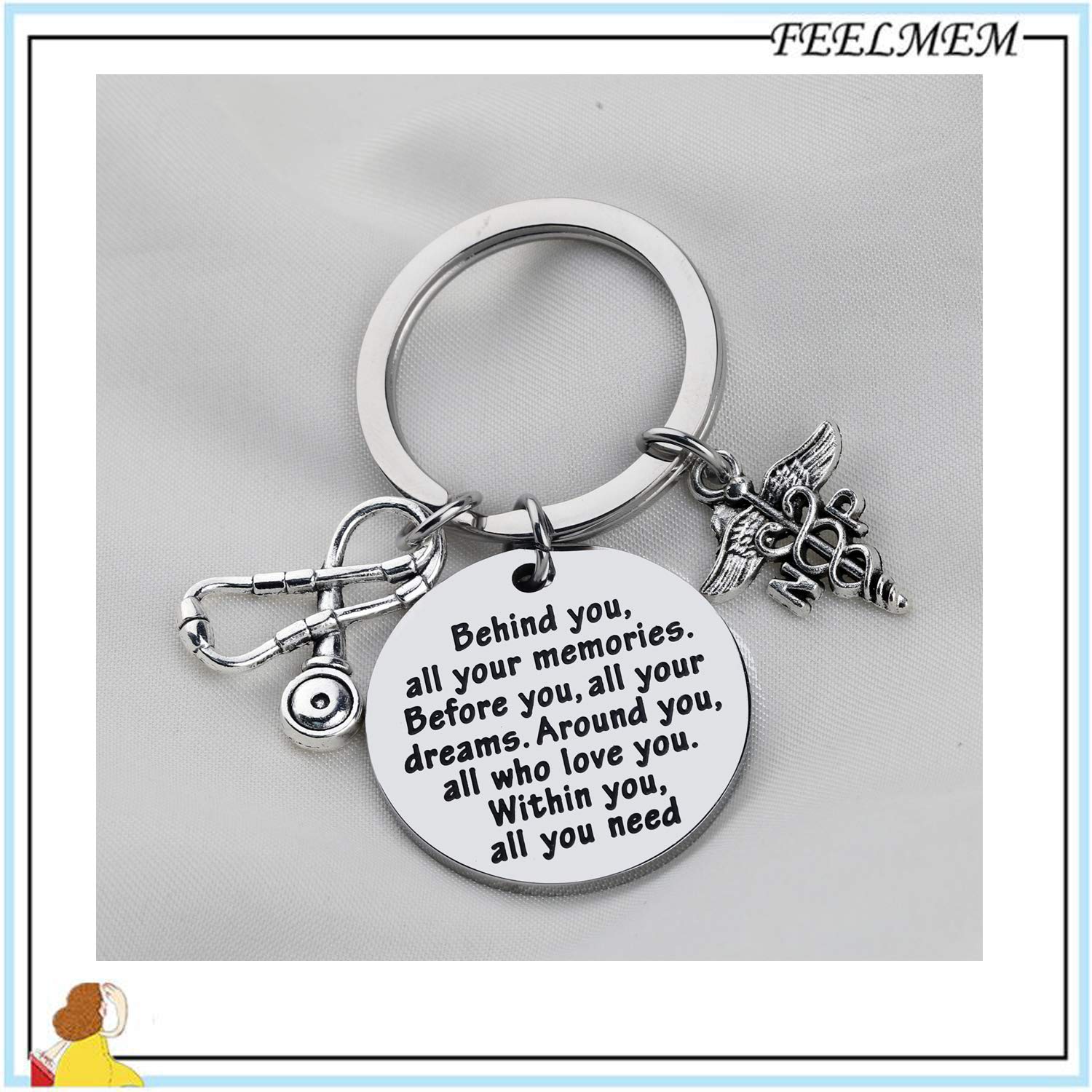 FEELMEM NP Graduation Gift NP Nurse Practitioner Gift NP Keychain Behind You All Your Memories Before You All Your Dreams Inspirational Gift for Nurse Practitioner Graduates (NP)