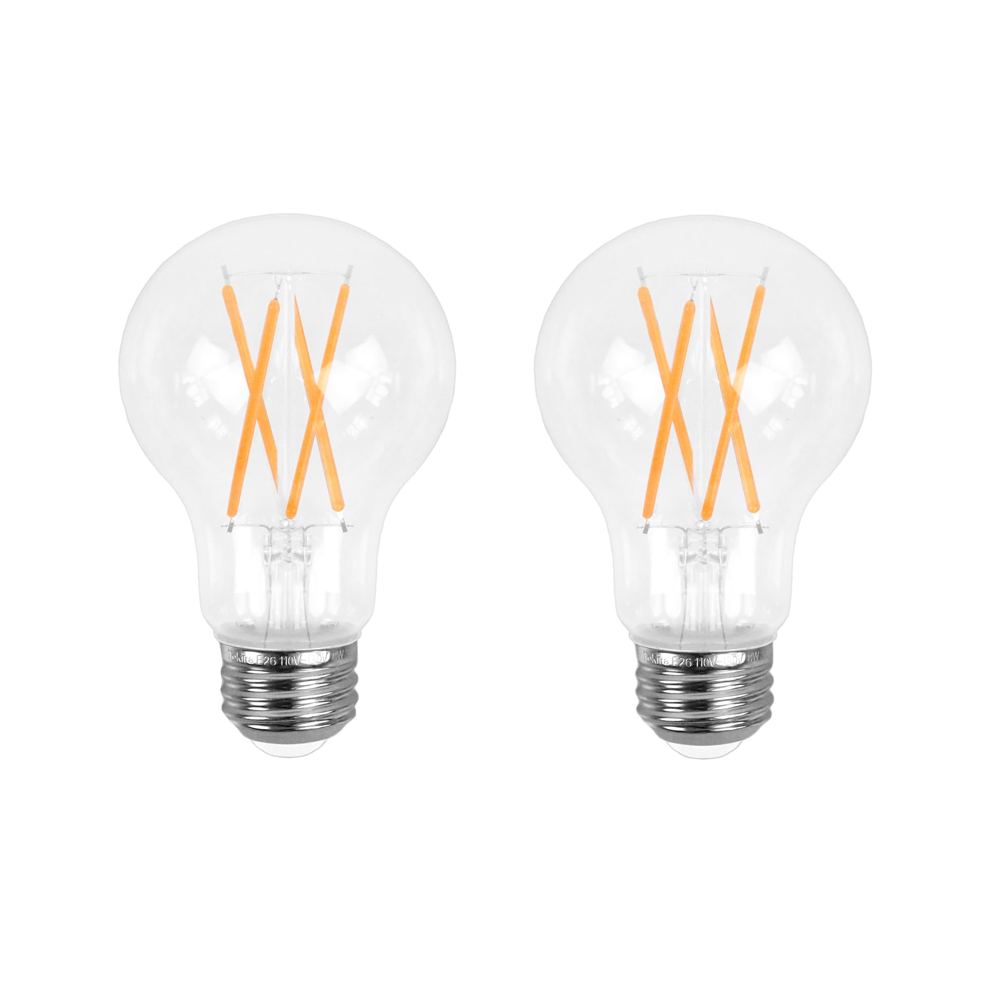 Tokira Retro LED Edison Bulb, E26 8W, Equivalent to 60W, 3000K, Dimmable, Filament Bulb,1200 Lumens, High Brightness Warm White, Transparent Glass, 2 Sets
