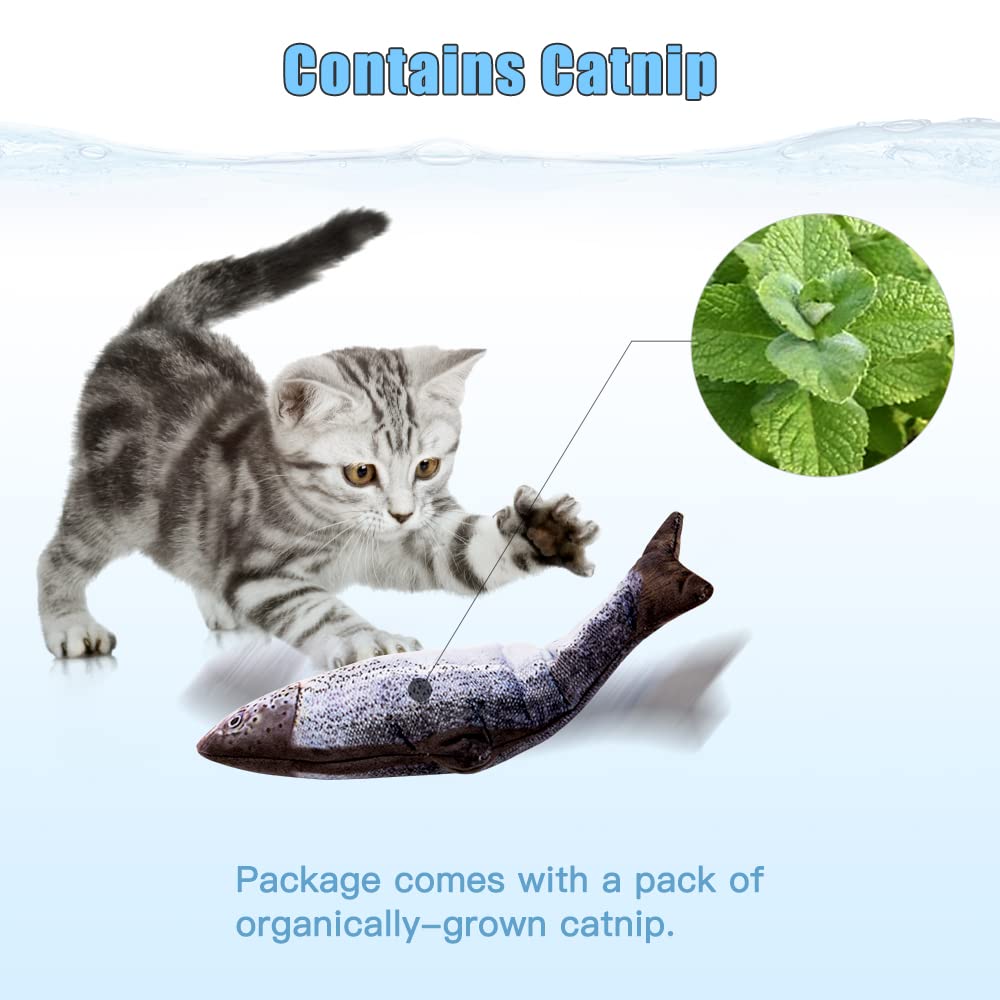 TOOGE 2 Pack 11" Floppy Fish Cat Toys with SilverVine and Catnip for Indoor Cats Interactive Flopping Fish Cat Kicker Catnip Toys for Cats Puppy Small Dogs