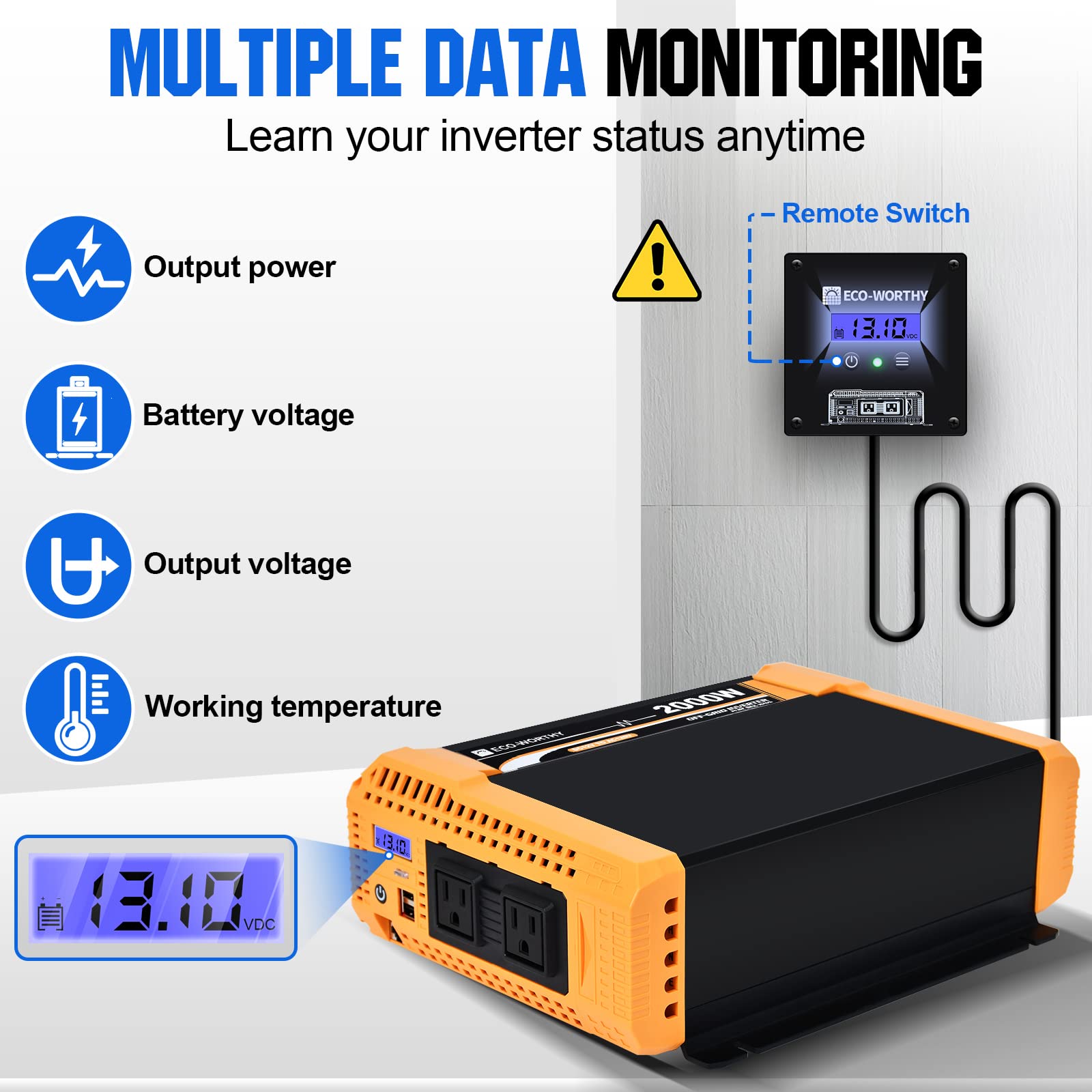 ECO-WORTHY 600W 12V Solar Panel Kit for RV Trailer Workshop: 4pcs 150W Solar Panels + 1pc 40A MPPT Charge Controller + 12V 2000W Solar Inverter + Accessories Needed