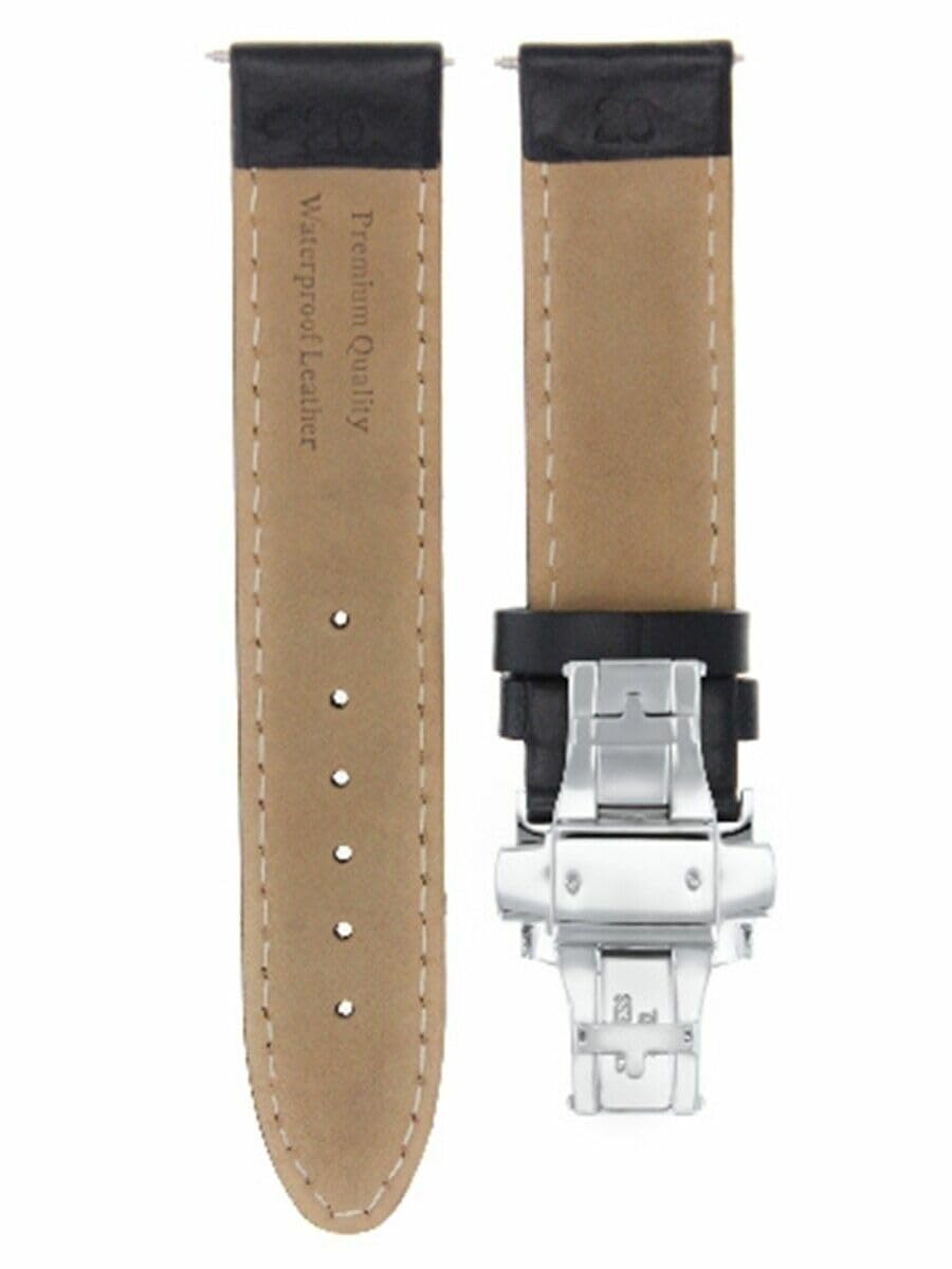 Ewatchparts 20MM SMOOTH LEATHER WATCH BAND STRAP BRACELET DEPLOYMENT CLASP COMPATIBLE WITH IWC BLACK WS