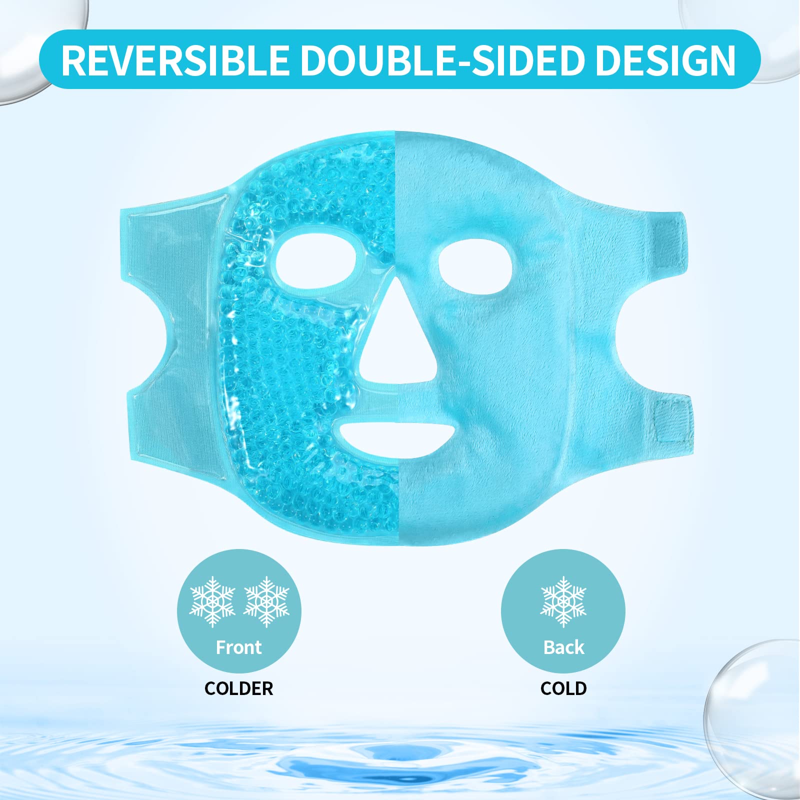 Ice Face Mask + Ice Eye Mask, Gel Face Mask Hot Cold Compress Therapy Reusable,Cooling Face Eye Mask for Pain Relief,Migraines,Headaches,Puffiness (Blue)