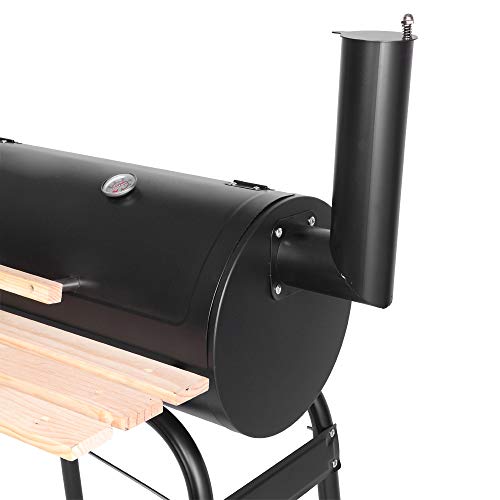 LDQS BBQ Charcoal Grill with Side Fire Box and Offset Smoker, Outdoor Picnic Barbecue Grill, Heat Control, Camping, Patio Backyard Cooking