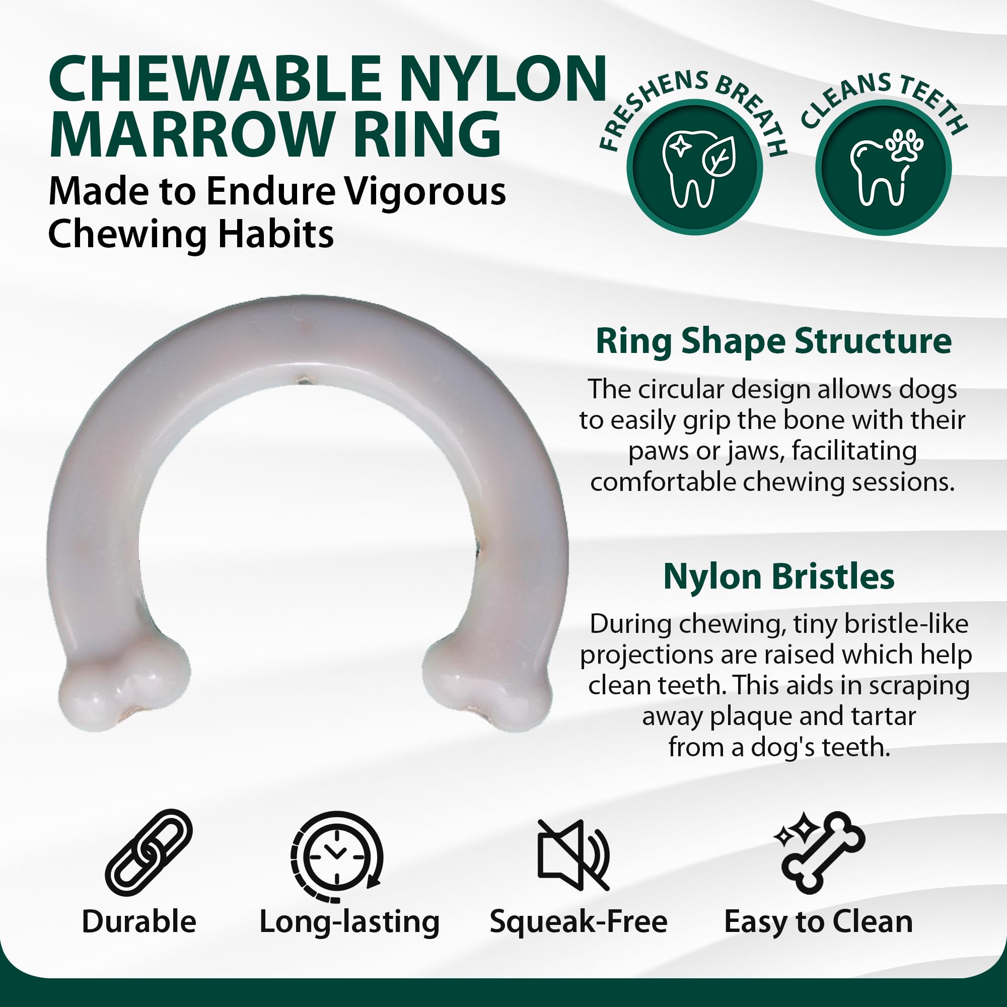 Sporn Durable Marrow Ring Dog Chew Bones for Aggressive Chewers, Jerky Flavor Dog Chew Toys for Large Chew Dogs, Gluten-Free & Non-Toxic, Medium/Large