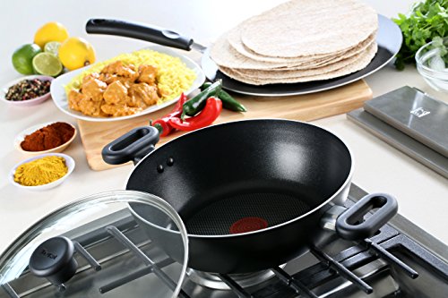 Tefal Non-Stick Kadai Curry Pan Madras Collection, Aluminium, Black, 26 cm