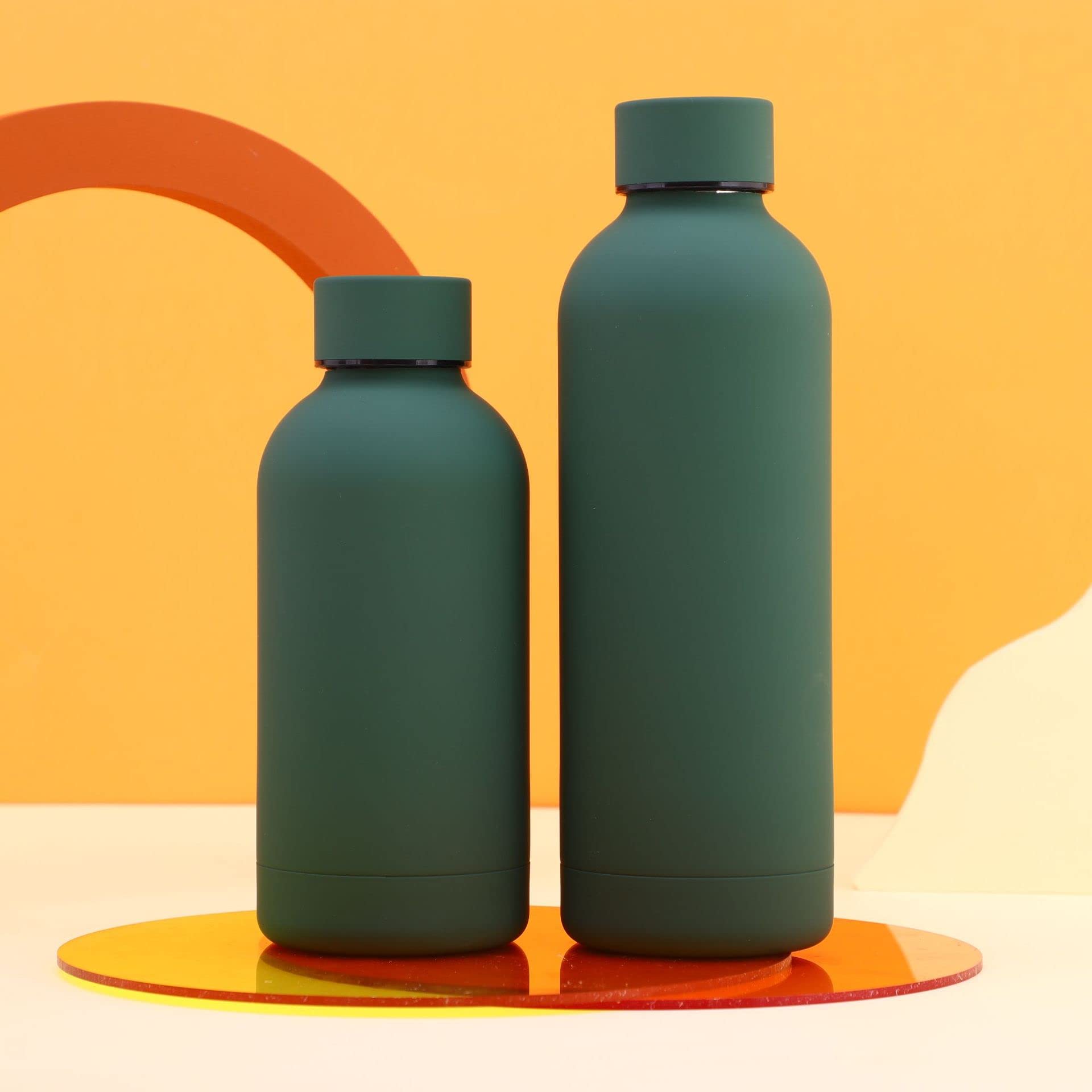 Gteller Double Wall 18/8 Stainless Steel Narrow Mouth Vacuum Flask, Thermal Sports Water Bottle keeping warm and cold (500ml, Dark Green)