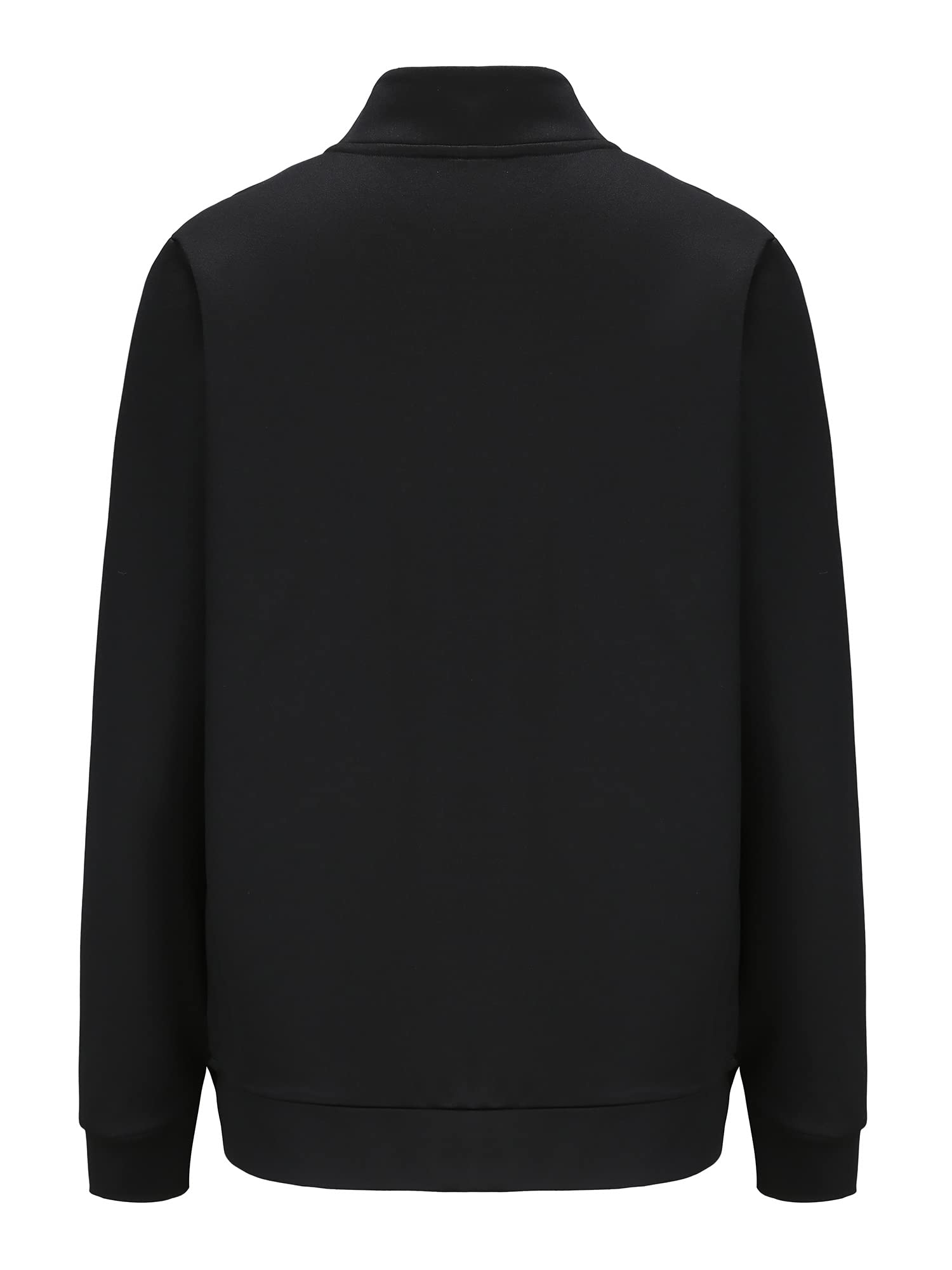GRAMVAL Men's Track Jackets Midweight Sweatshirts Full Zip Up Mock Neck Long Sleeve Tops with Pocket Black XL