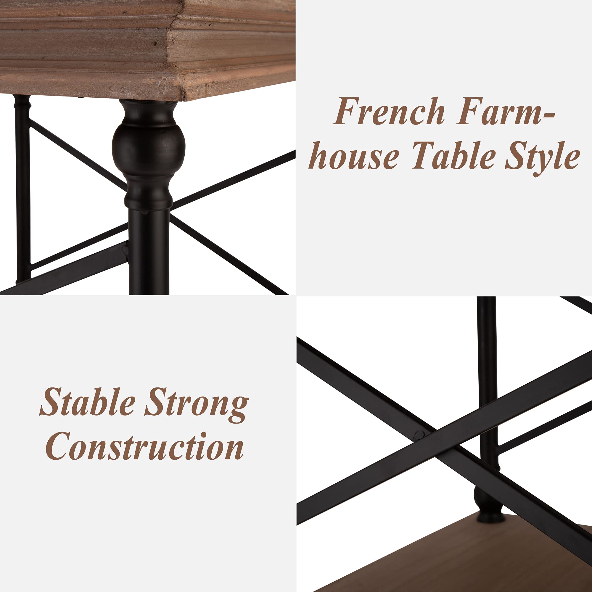 glitzhome Rustic End Table Wood Square Side Table with Storage Farmhouse Sofa Table Distressed Side Table with Wood Shelf Rack Wooden Accent Table with Metal Frame, 21.85”H