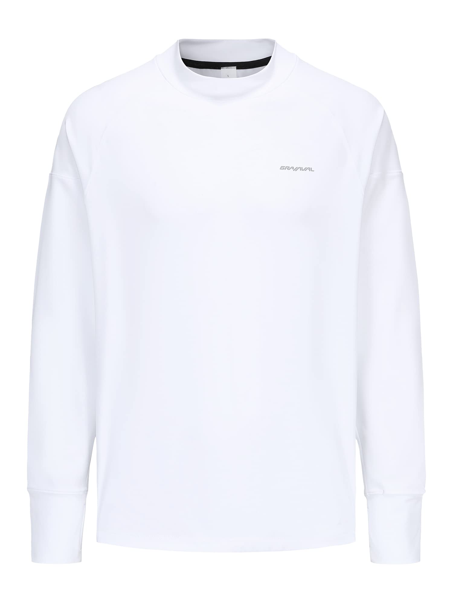 GRAMVAL Mens Mock Neck Long Sleeve Shirts Quick Dry Gym Athletic Active Mens Pullover White