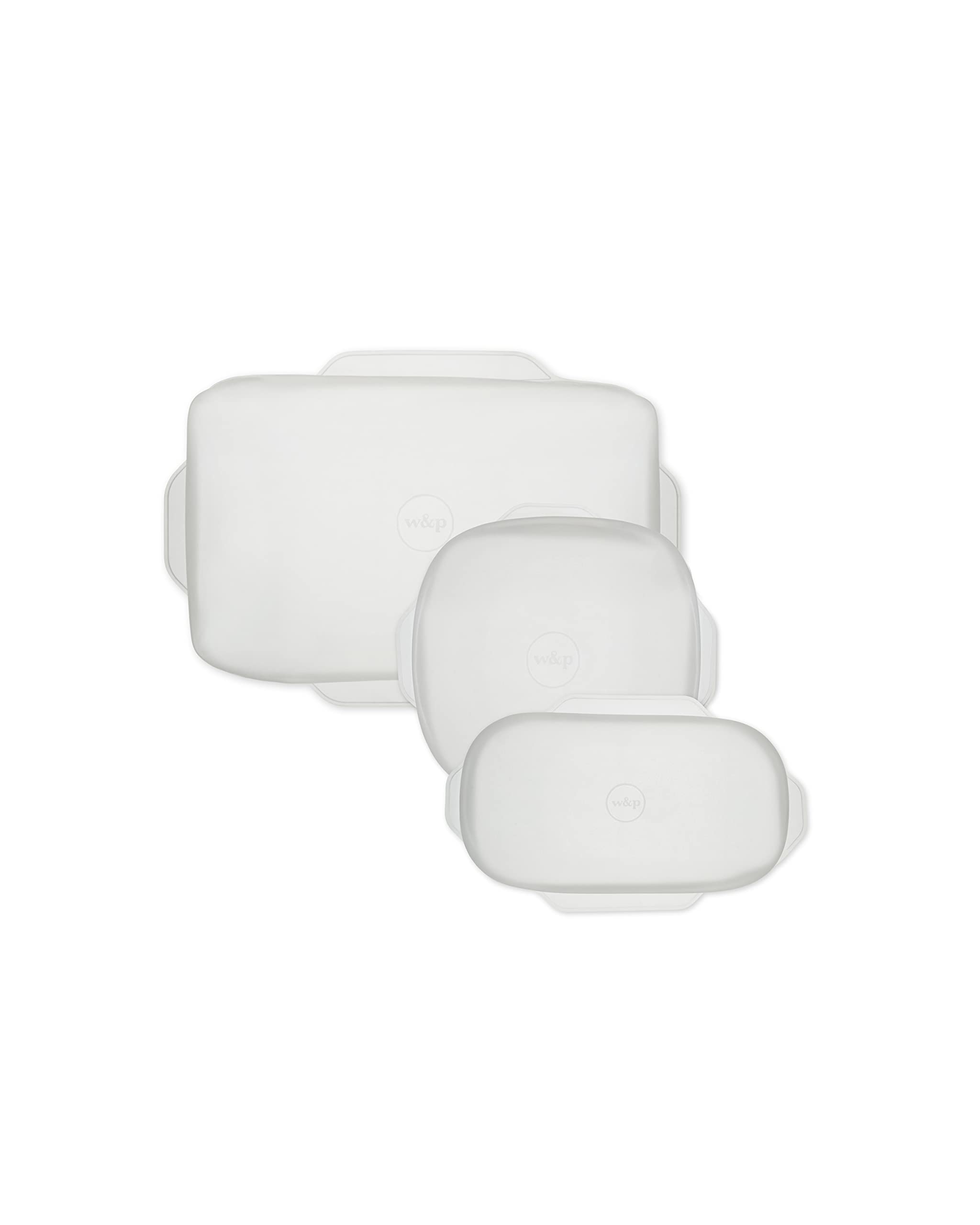 W&P Reusable Silicone Stretch Lid, Set of 3 โ Casserole (9x13), Brownie (8x8), Loaf (5 x 9), Dishwasher Safe, Freezer Safe, LFGB/Premium Materials, Microwave Safe, Clear