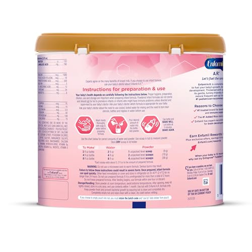 Enfamil A.R. Infant Formula, Reduces Reflux & Spit-Up, DHA for Brain Development, Probiotics to Support Digestive & Immune Health, Reusable Powder Tub, 19.5 Oz