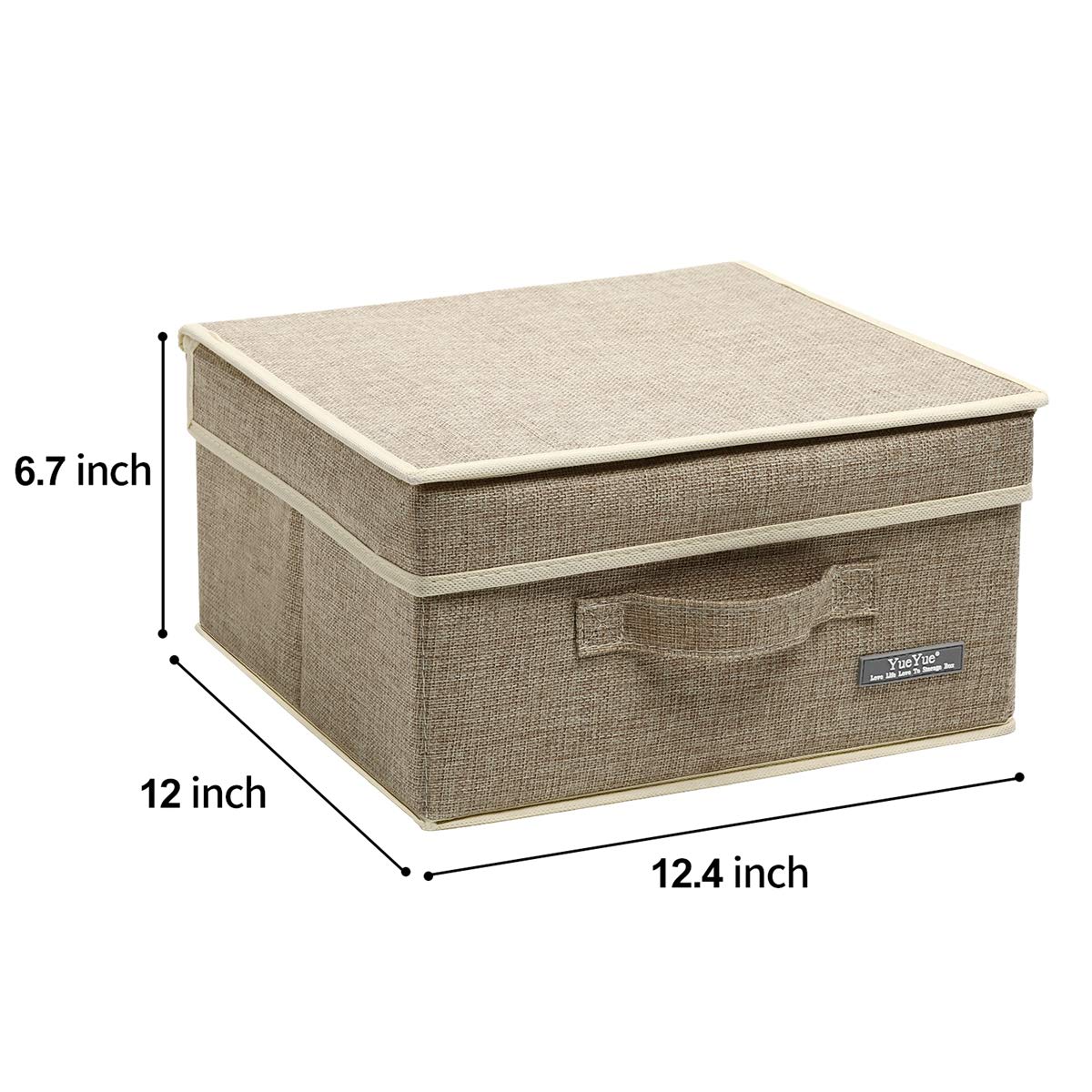 YueYue Linen Collapsible Storage Bins With Lids,Foldable Fabric Storage Bins Boxes,Storage boxes with lids Closet Bin(2 Pack Orange,13in/13in/13in
