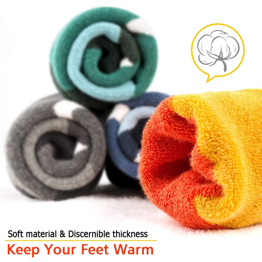FanNicoo 3 Pack Kids Ski Socks OTC Warm Soft Non-Slip Cuff Winter Skiing Outdoor for Girls Boys(Orange+Gray+Blue), Medium