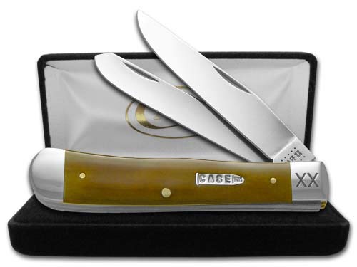 Unknown Case xx Smooth Antique Bone Trapper 1/500 Stainless Pocket Knife Knives, 10743, Yellow & Brown