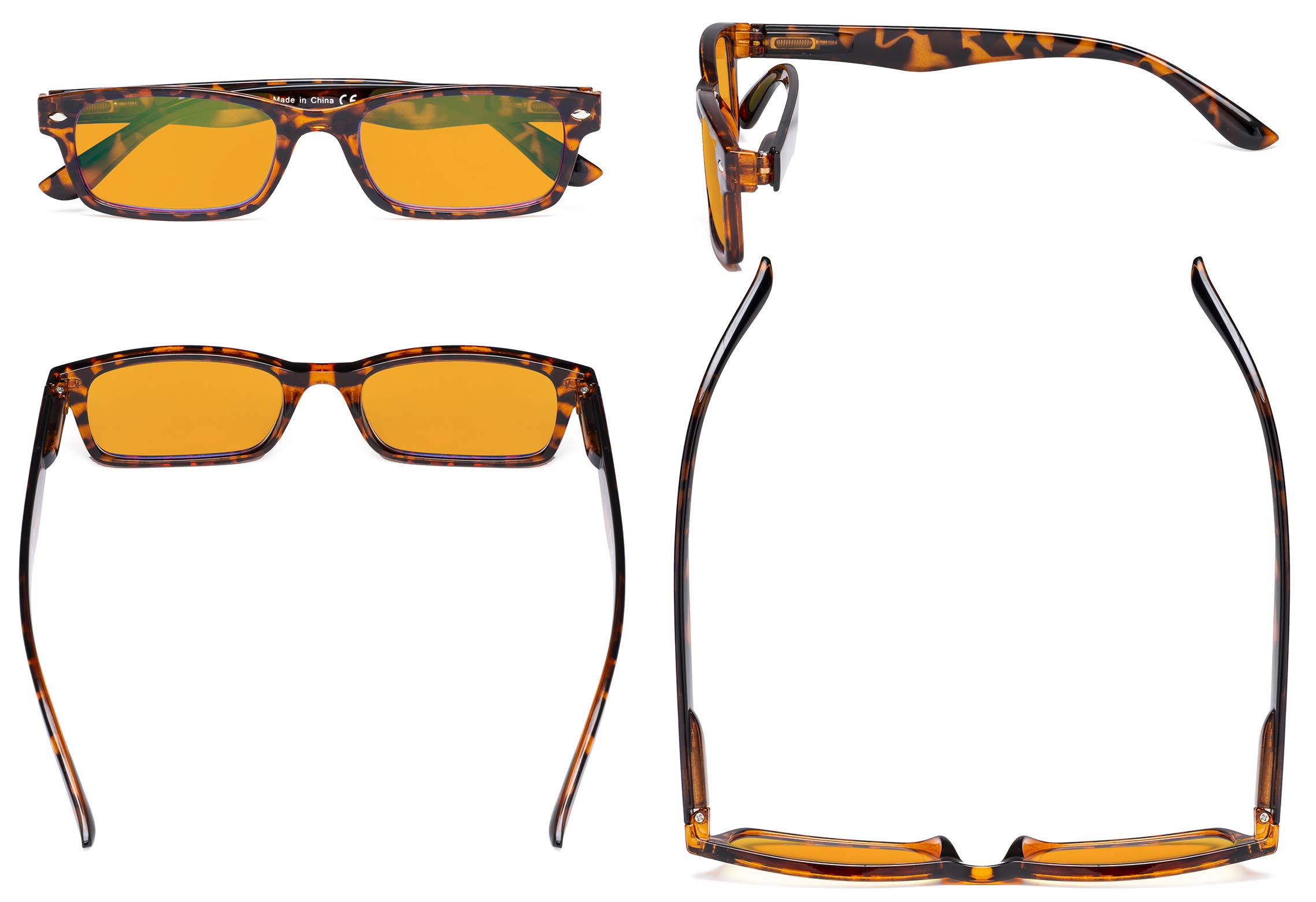 Eyekepper Blue Light Blocking Computer Glasses with Orange Tinted Anti UV Rays Filter Women Men - Nighttime Better Sleeping Digital Readers - Tortoise +1.00