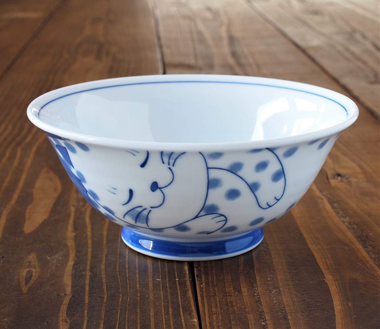 Japanese Cute Cat design 7.48 Inches Soup Ramen Noodle or Serving Bowl Buchi Bicolor