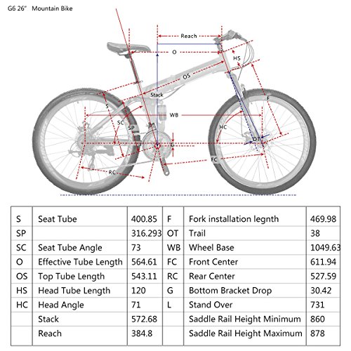 EUROBIKE Mountain Bike G6 26" 21 Speed Folding Bike (Red)