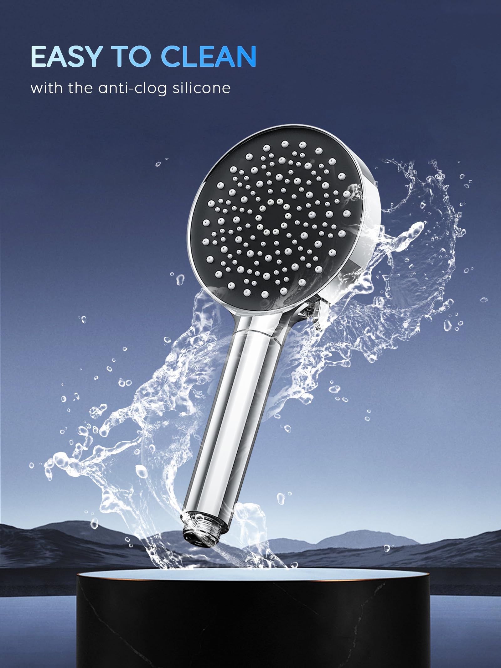 Filtered Shower Head, High Pressure 6 Spray Mode Showerhead with 70" Hose, Bracket, Hand Held Water Softener Shower Head Filter for Hard Water, Water Saving Spray Soft Spa Shower Head