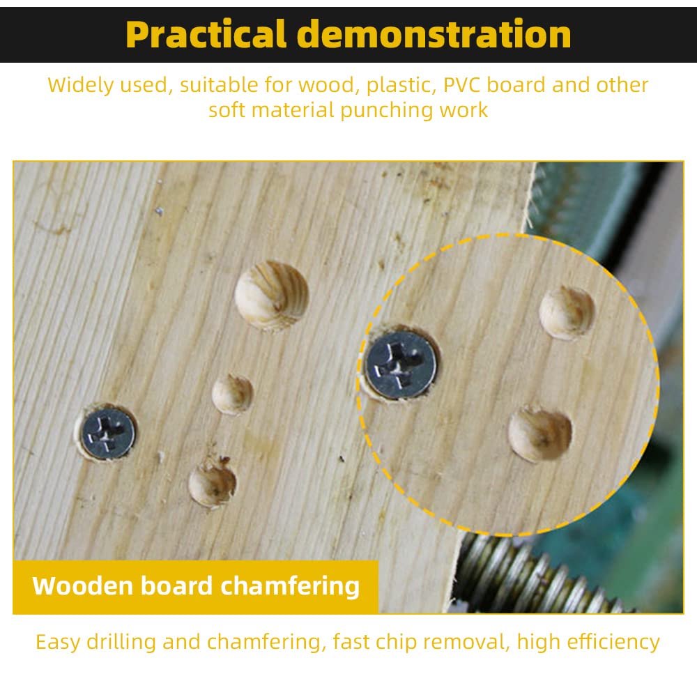TorSor 3 Pack Countersink Drill Bit Chamfer Bits 6 Flute for 6.35mm 1/4'' Hex Shank Burr Removal Holes Shaping Trimming Opener Tool Polish Knife Cutter Woodworking 90° Degree Center Punch Sets Wood