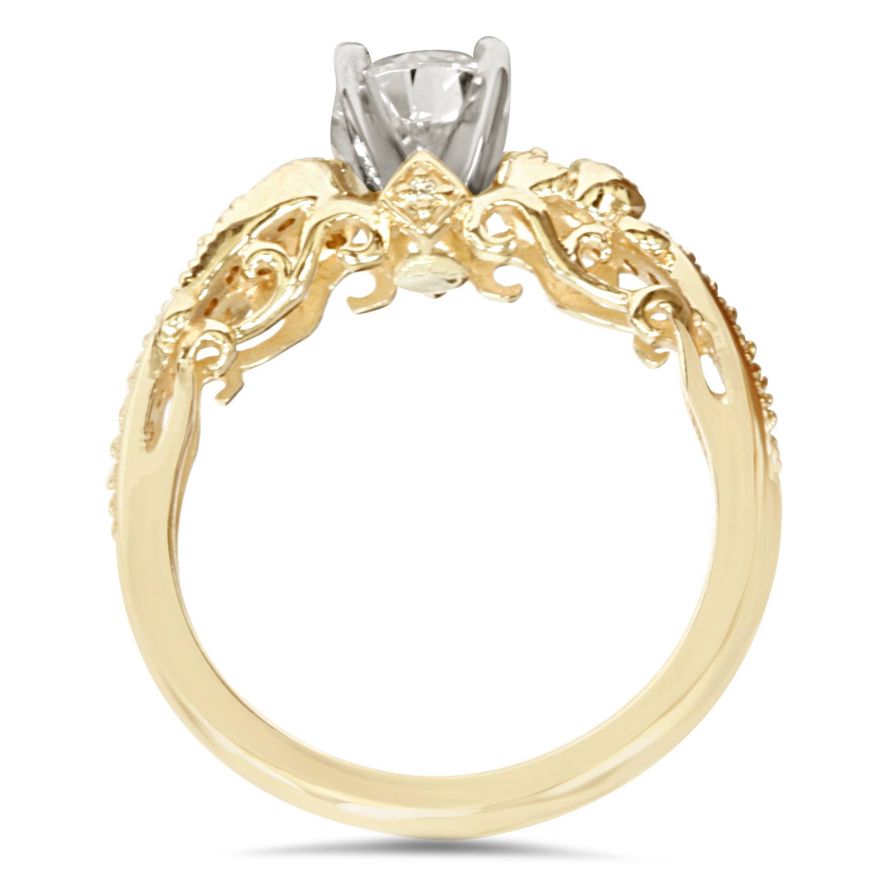 Emery 3/4Ct Vintage Diamond Engagement Wedding Ring Set 14K Yellow Gold - Size 8.5