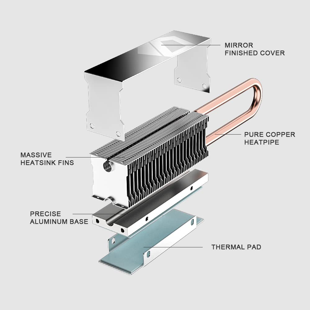 ID-COOLING M.2 2280 SSD Heatsink for M.2 SSD Hard Disk Aluminum Heat Sink for PC M.2 SSD Thermal Silicone Pad Included, Only for Single Sided 2280 Modules