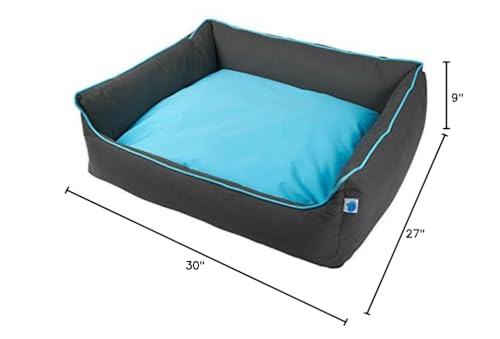 Totally Pooched Explore Bolster Dog Bed with EVERFRESH Probiotic Technology for Natural, Non-Toxic Odor Control- Blue, Large