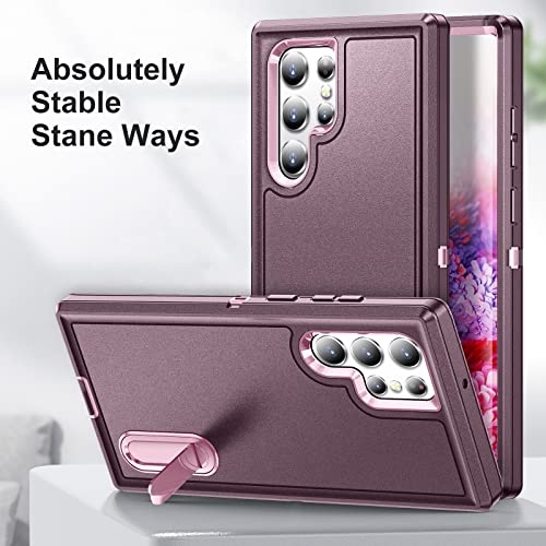 MYY for Galaxy S22 Ultra Case, Heavy Duty Shockproof Anti-Scratch Rugged Protective Case with Kickstand for Samsung Galaxy S22 Ultra 6.8 Inch 2022 (Fuchsia/Pink)