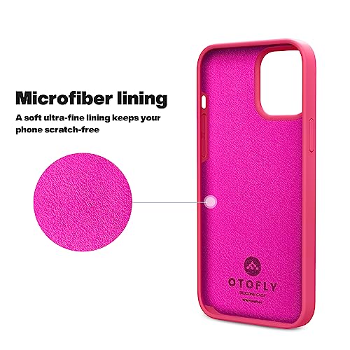 OTOFLY Compatible with iPhone 13 Pro Case,Liquid Silicone Slim Protective Shockproof Phone Case Cover with Anti-Scratch Microfiber Lining, 6.1 inch (hot Pink)
