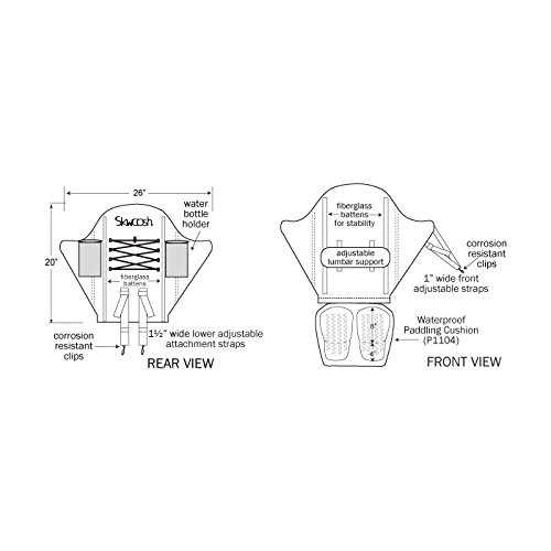 Expedition Kayak Seat 20" High Back Support with Lumbar Roll and nylon gel seat bottom for kayaking comfort