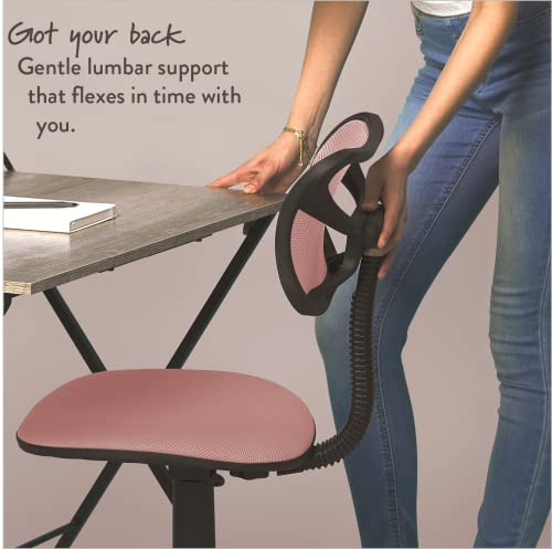 Urban Shop Swivel Mesh Desk Chair, Blush 21D x 21W x 34H in