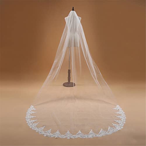 MXIAOXIA 3 M Layer Lace Edge White Cathedral Wedding Veil Long Bridal Women Accessories