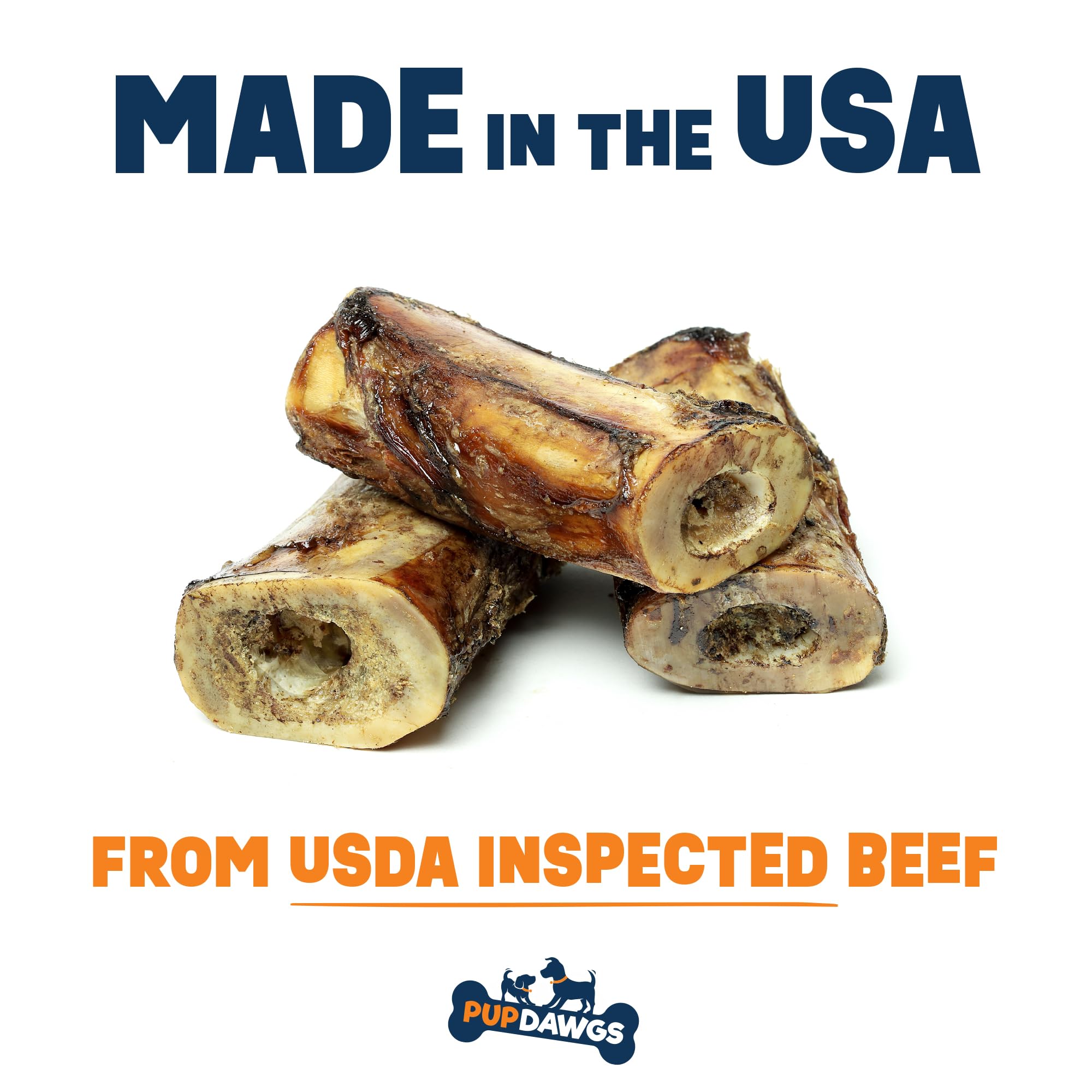 PUPDAWGS Single Ingredient Dog Bones - Made in USA - Beef Shank Bones - (3 Piece Pack)