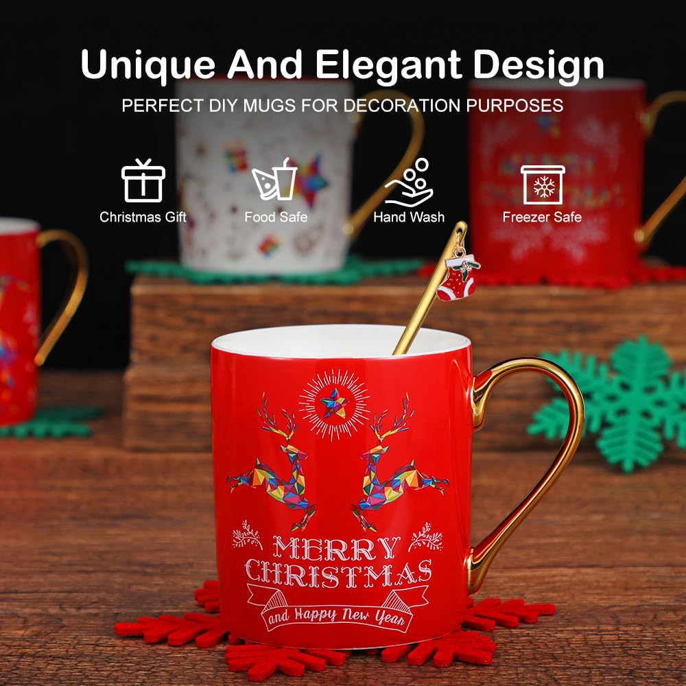 FLLETY Coffee Mug,Tea Cup Set,Coffee Cups Ceramic Travel Mug, Mug With Saucer And Spoon,Halloween Mugs With Gift Box For Women - Christmas Gift,Mothers Day Gifts