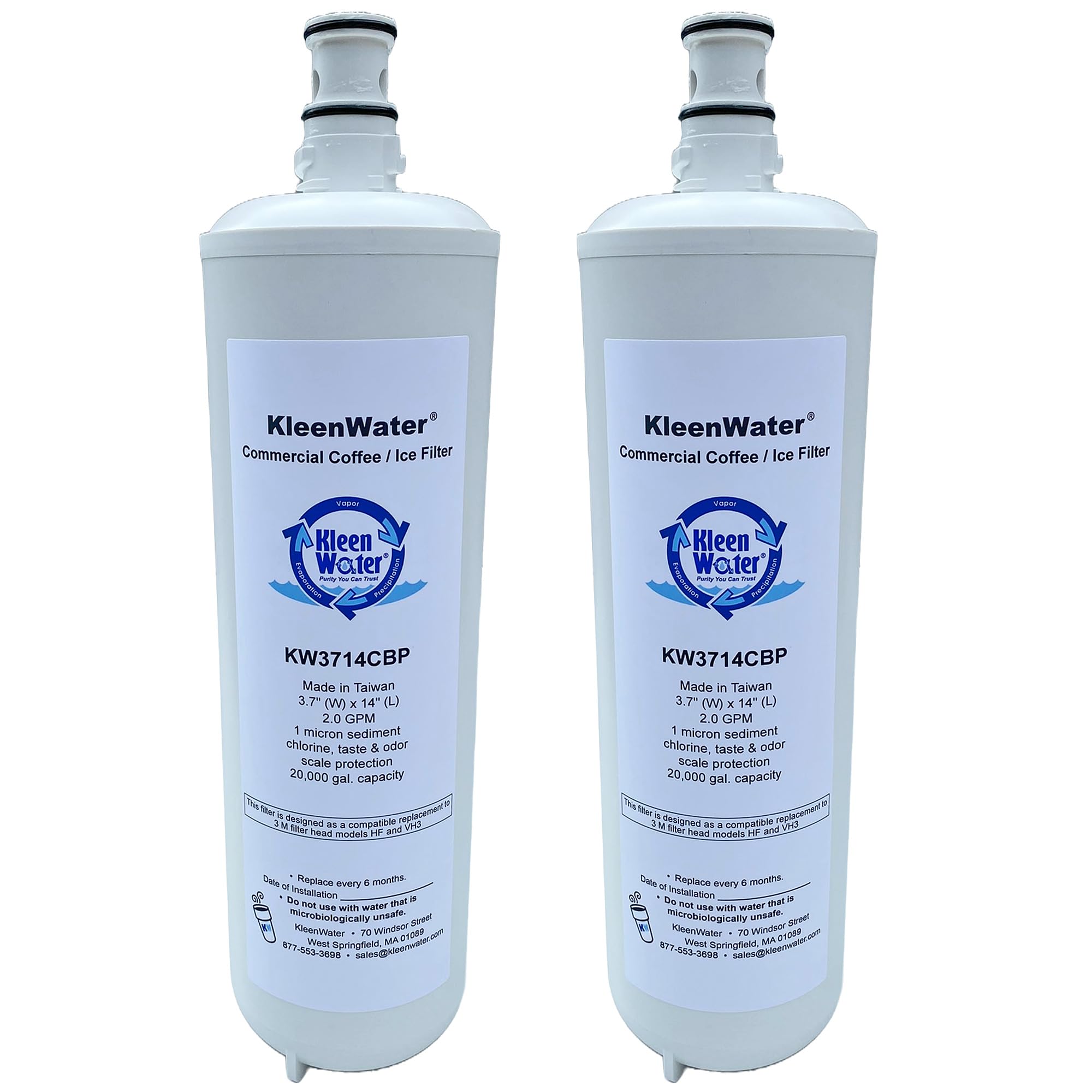 KleenWater KW3714CBP Commercial Coffee/Ice Machine Filter, Set of 2
