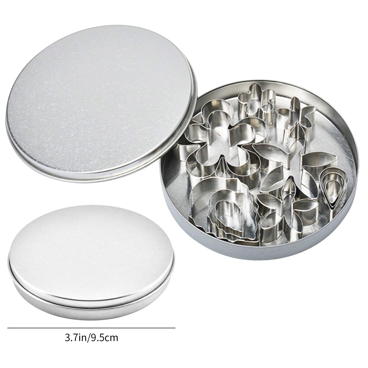 GSKS Mini Metal Cookie Cutters Baking Set of 12 Small Biscuit Fondant Cutter Flower Leaf Shape