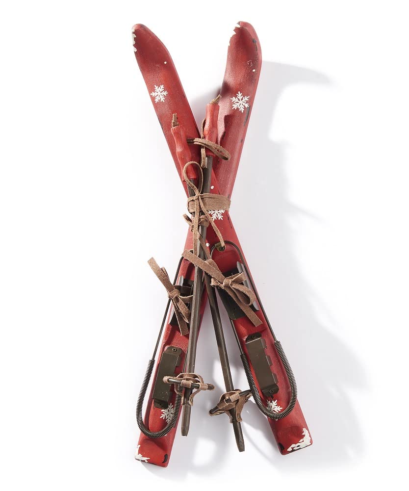 Giftcraft 667718 Christmas Skis with Poles Décor, Set of 4, Pine, Metal and Polyurethane