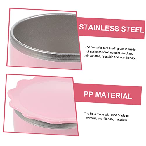 Healeved Stainless Steel Sippy Cup Stainless Steel Drinking Glasses Drinking Glasses with Lids Stainless Steel Cup Lid Sippy Bottles Sip-a-cup Dishwasher Metal Cup Disabled Elder Cup Feeder