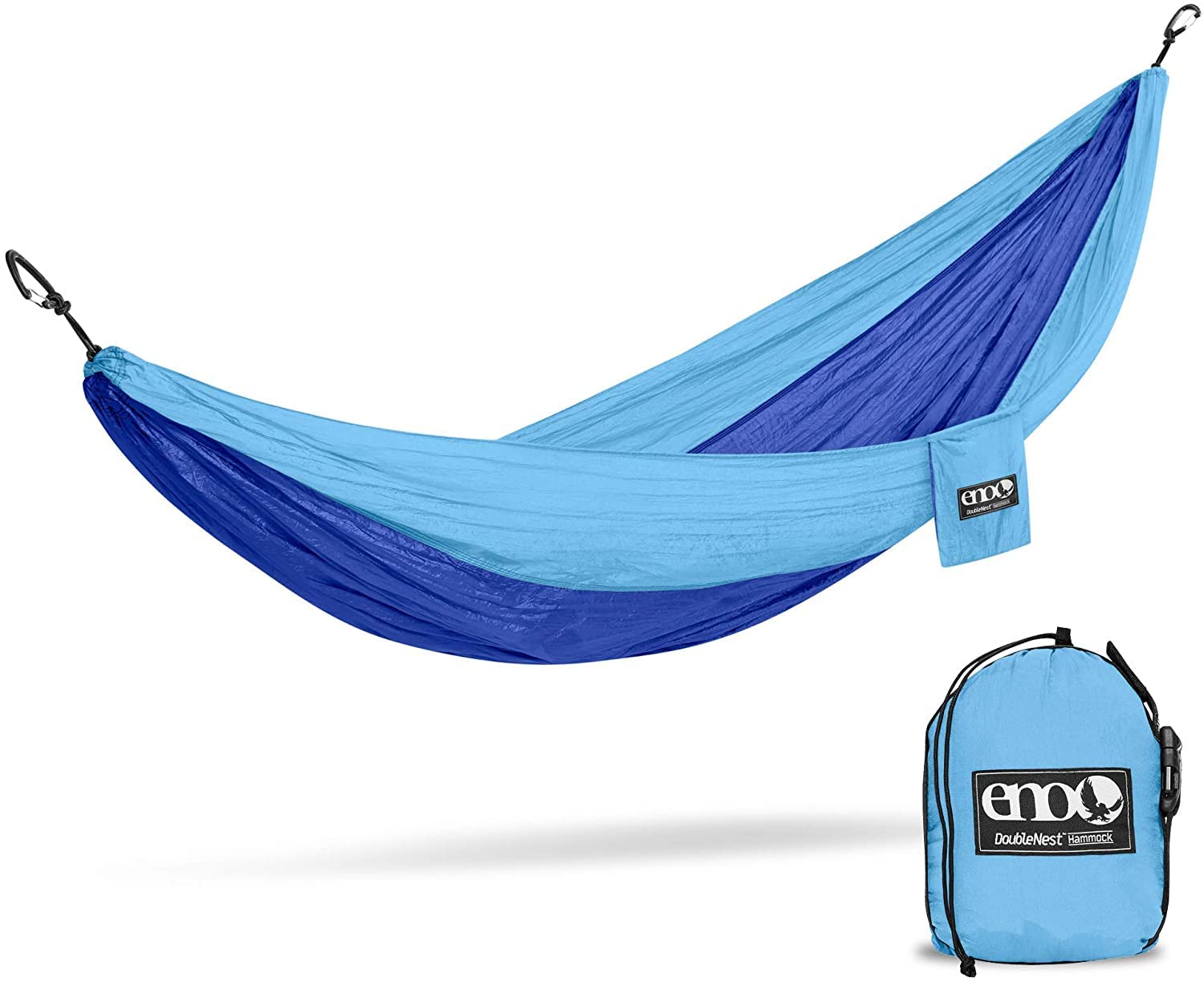 ENO, Eagles Nest Outfitters DoubleNest Lightweight Camping Hammock, 1 to 2 Person, Powder Blue/Royal